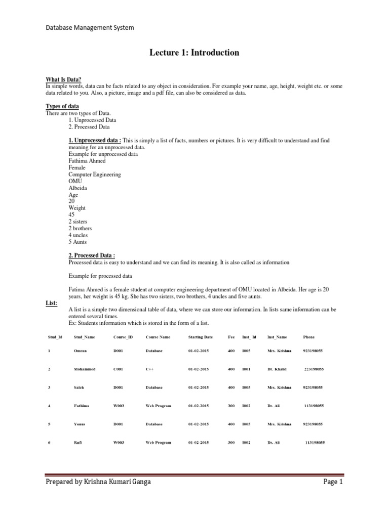 DBMS Lecture 1 Introduction | PDF DBMS Lecture 1 Introduction | PDF