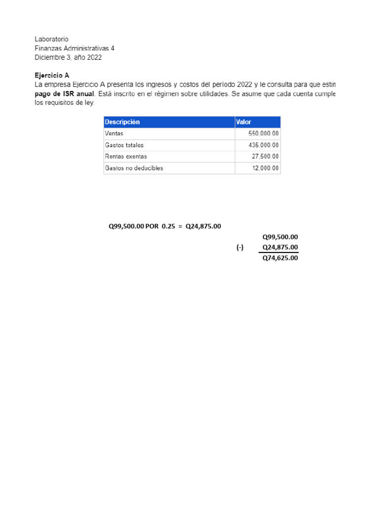 Laboratorio Final Examen Final Finanzas 4 | Descargar gratis PDF | Impuesto al valor agregado ...