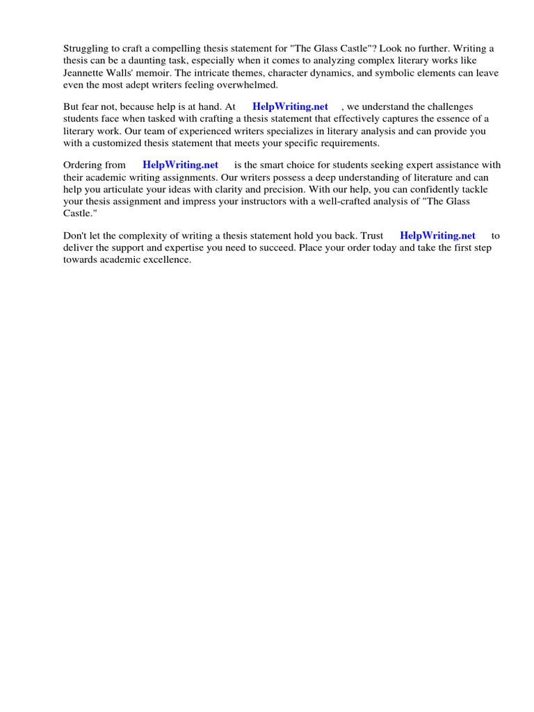 The Glass Castle Thesis Statement | PDF