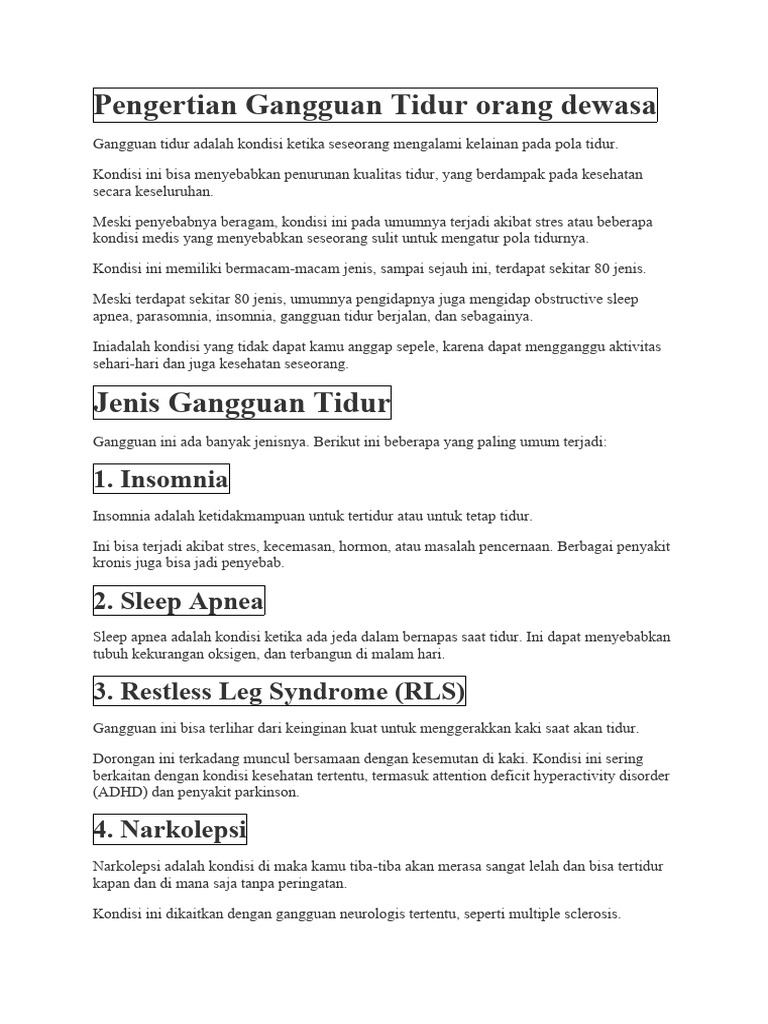 Pengertian Gangguan Tidur | PDF
