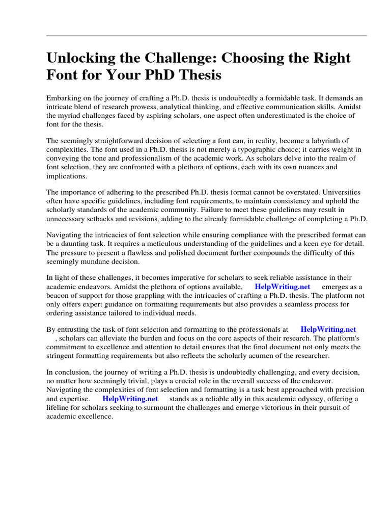 PHD Thesis Format Font | PDF | Thesis | Typefaces