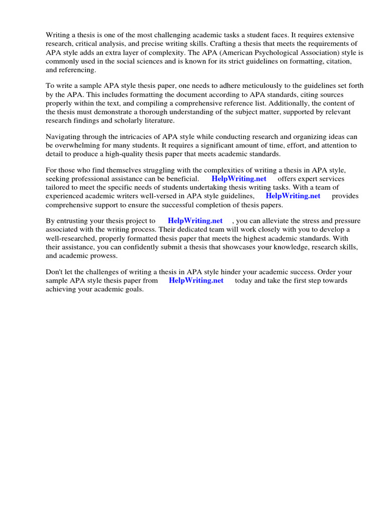 Sample Apa Style Thesis Paper | PDF