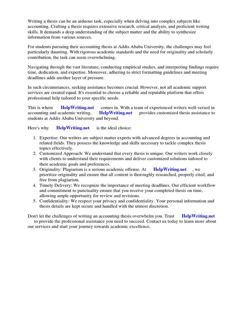 Accounting Thesis Addis Ababa University | PDF | Economic Growth | Taxes