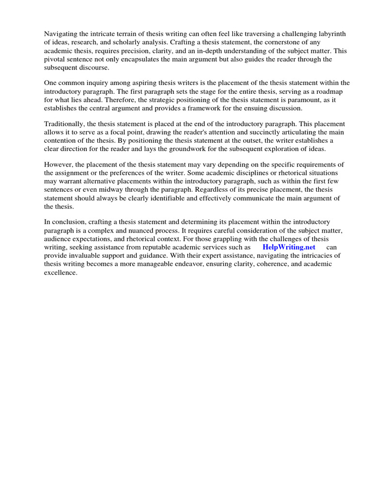 Where Does A Thesis Statement Go in The First Paragraph | PDF | Essays ...