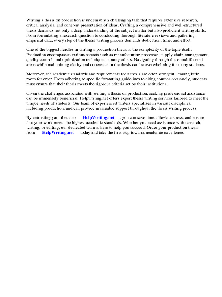 Production Thesis | PDF | Lean Manufacturing | Thesis