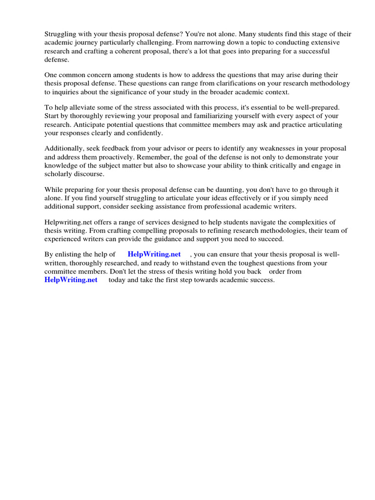 Common Questions in Thesis Proposal Defense | Download Free PDF ...