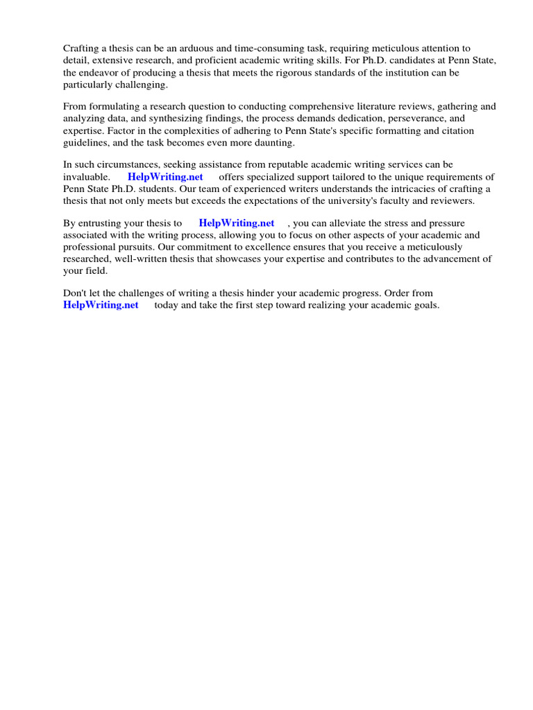 Penn State PHD Thesis Template | Download Free PDF | Stem Cell | Thesis