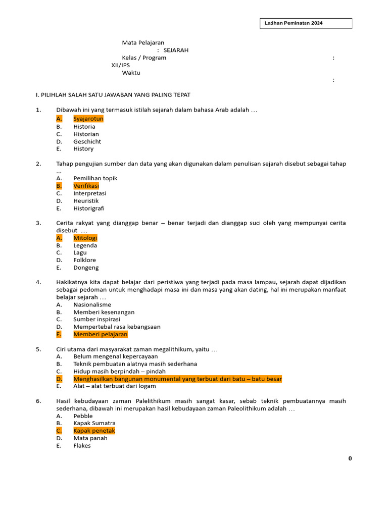 SOAL Latihan Ujian 12 Peminatan 2024 | PDF