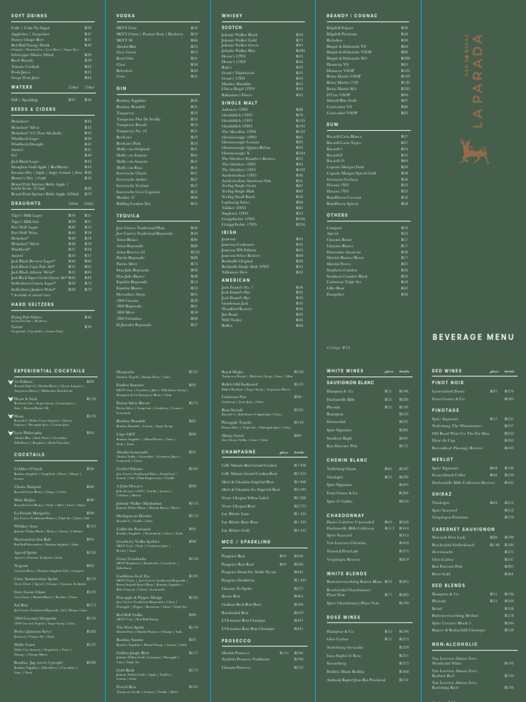 LP Drinks-Menu Sep23 Web | PDF | Alcoholic Drinks | Drink