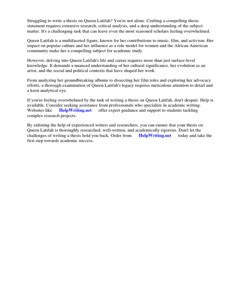 Queen Latifah Thesis Statement | PDF | Rock Music | Thesis