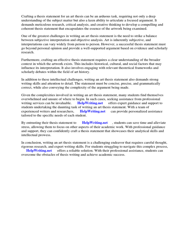 How To Write An Art Thesis Statement | PDF | Career & Growth | Art