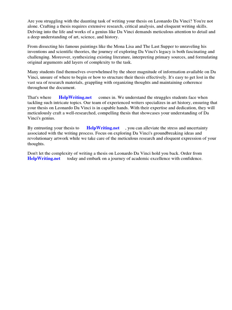 Thesis Leonardo Da Vinci | PDF