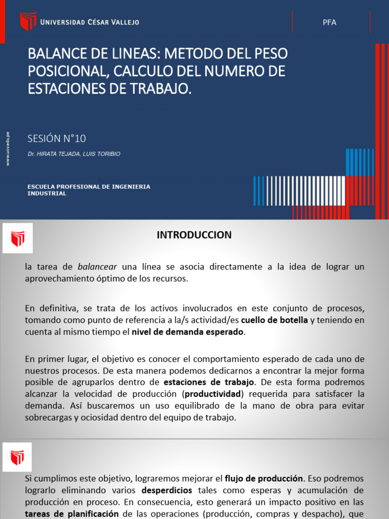 Balanceo de Líneas: Método de Peso Posicional | PDF | Economias