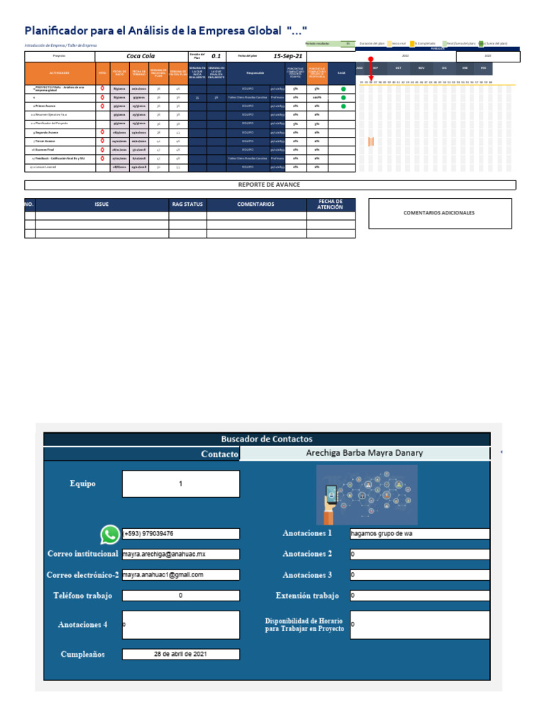 0 Planificador Proyecto Final TE - IE - V2.1 | PDF