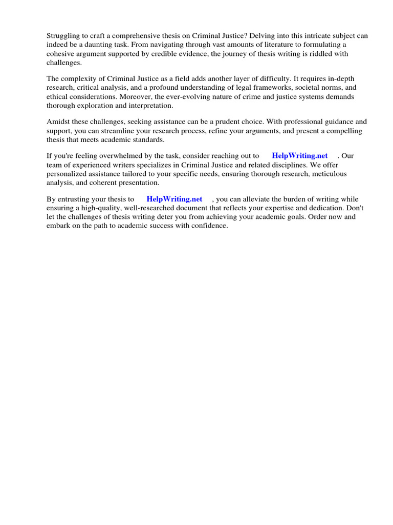 Sample Criminal Justice Thesis | PDF | Criminal Justice | Crime & Violence