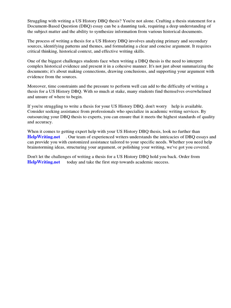 How To Write A Us History DBQ Thesis | PDF | Essays | Thesis