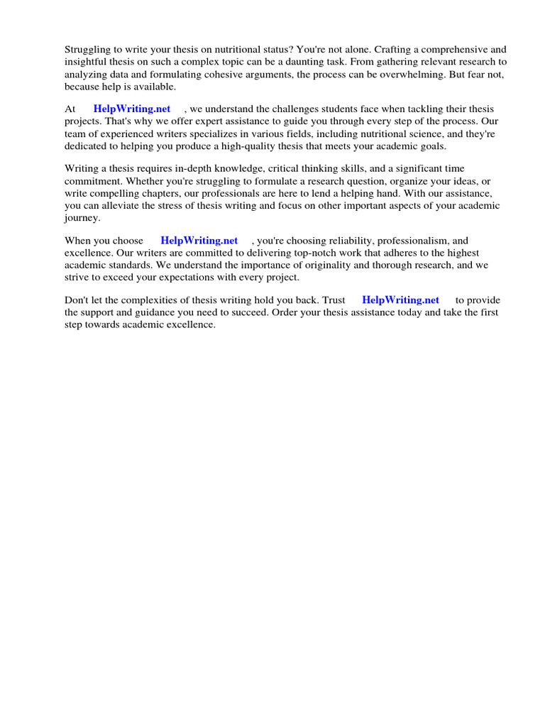 Thesis Nutritional Status | PDF | Malnutrition | Nutrition