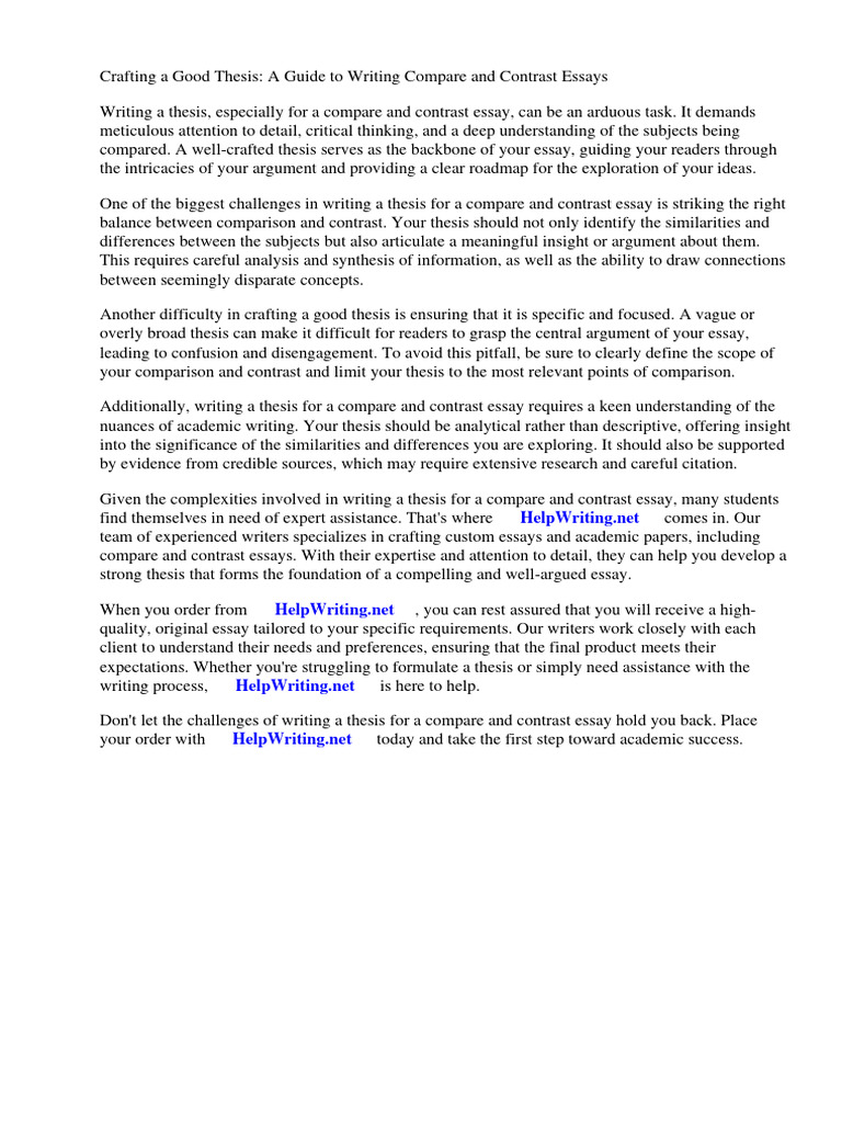 Good Thesis Compare and Contrast Essay | Download Free PDF | Essays ...