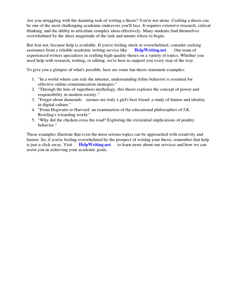 Fun Thesis Statement Examples | PDF