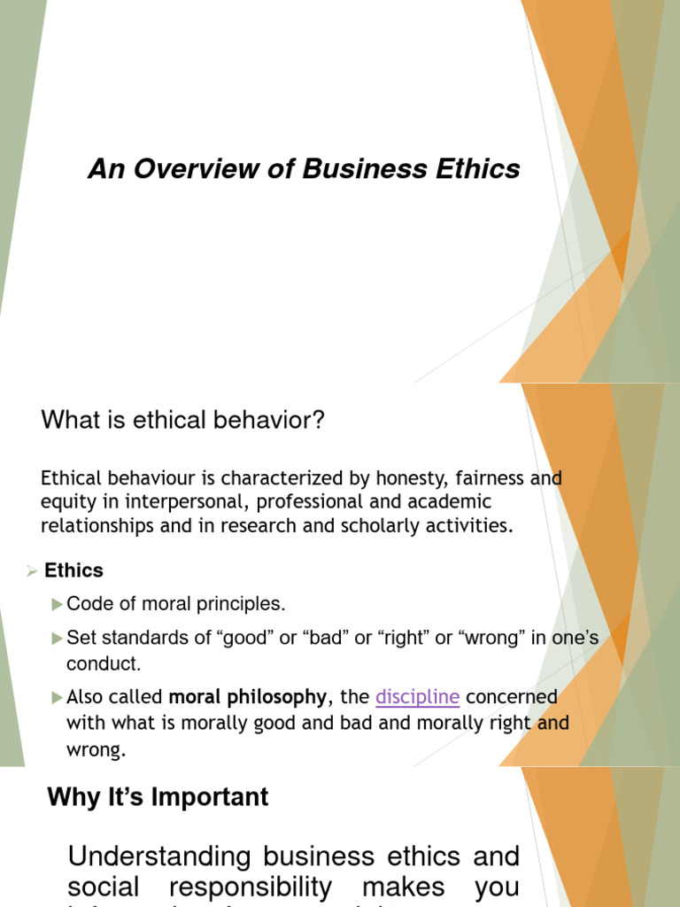 Lesson 1 - Overview of Business Ethics | PDF | Business Ethics | Morality Lesson 1 - Overview of Business Ethics | PDF | Business Ethics | Morality