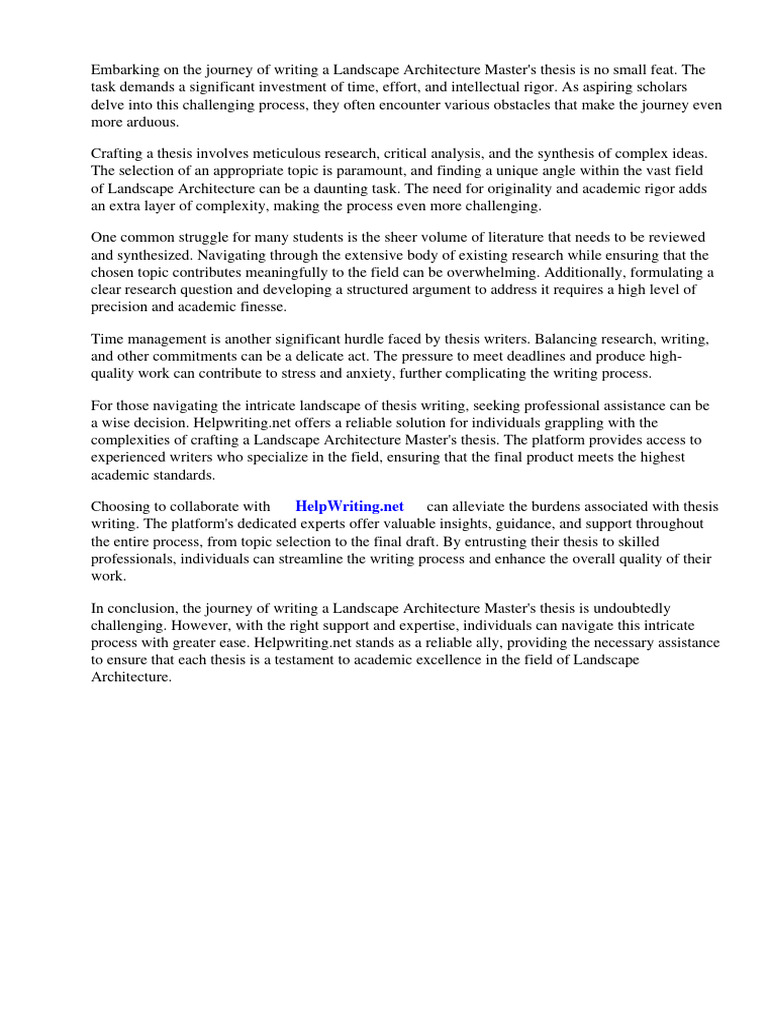 Landscape Architecture Masters Thesis Topics | Download Free PDF ...