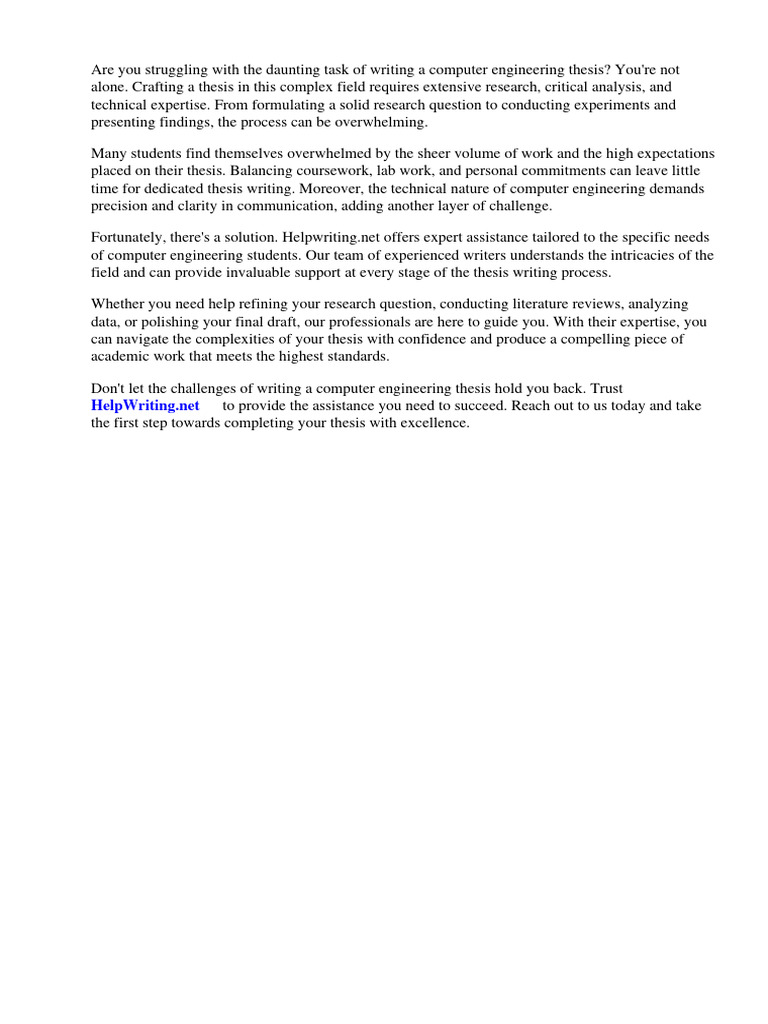 Computer Engineering Thesis Example | PDF