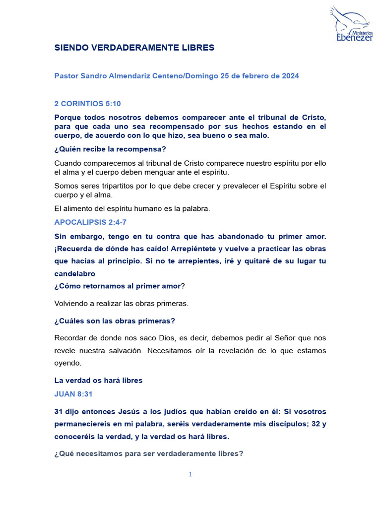Siendo Verdaderamente Libres | PDF | Cristo (título) | Creencia religiosa y doctrina