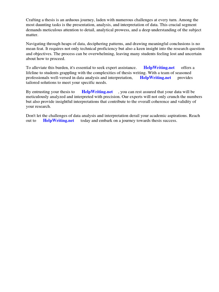 Presentation Analysis and Interpretation of Data in Thesis Sample | PDF