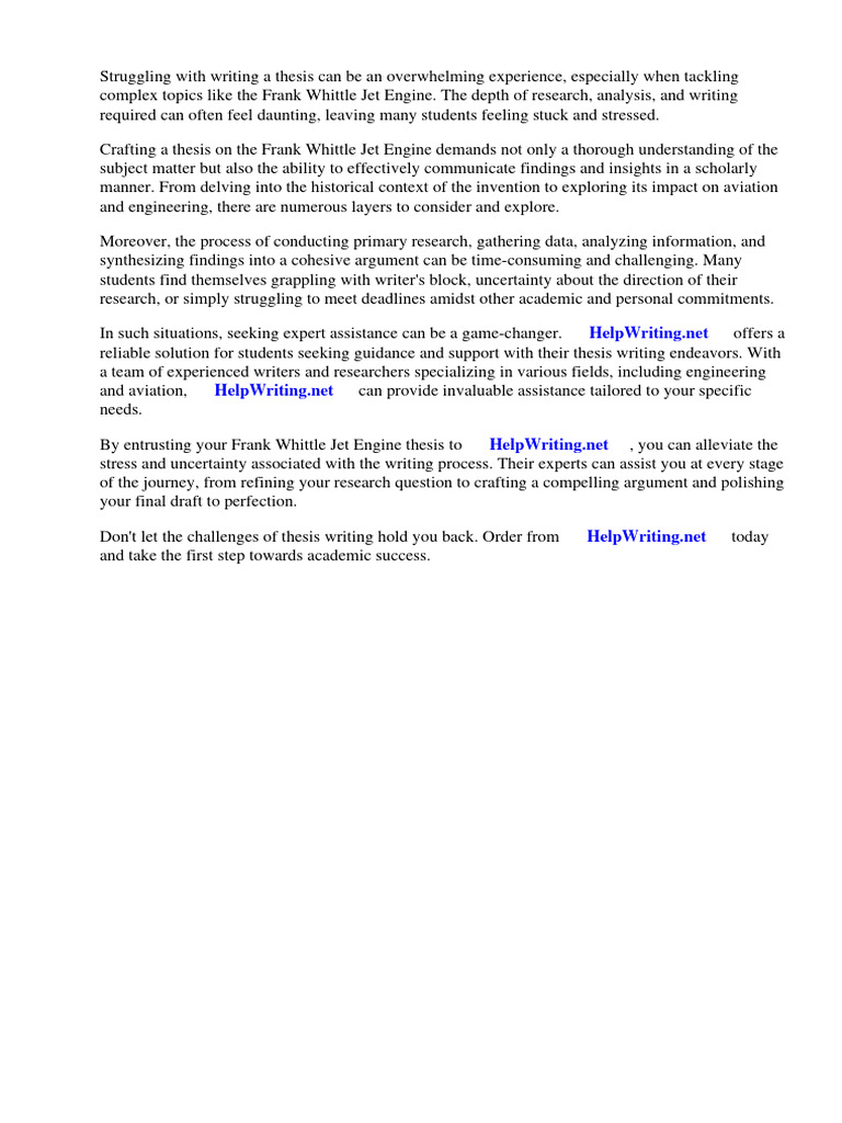 Frank Whittle Jet Engine Thesis | PDF