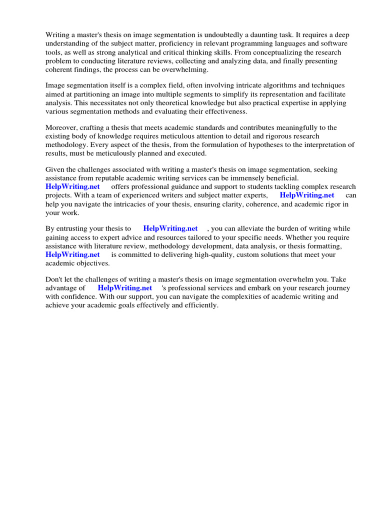 Master Thesis On Image Segmentation | PDF | Image Segmentation | Methodology