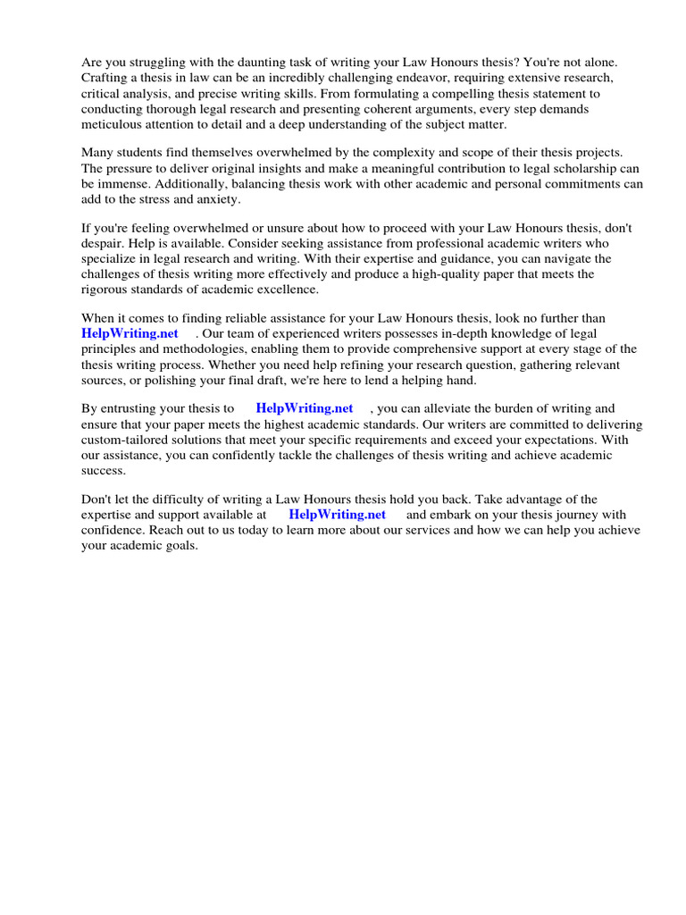 Law Honours Thesis Example | Download Free PDF | Thesis | Job Satisfaction