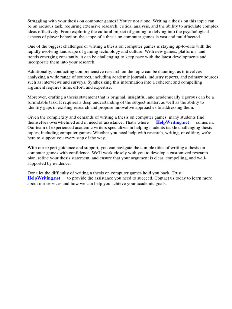 Thesis Computer Games | PDF