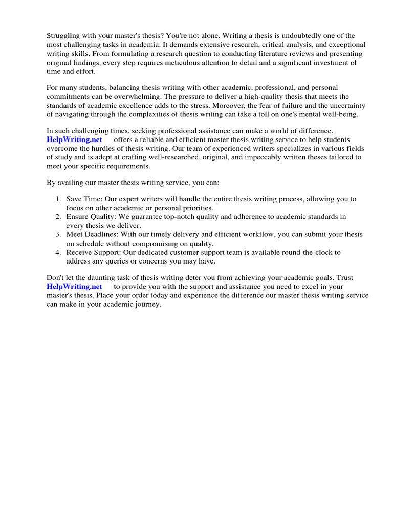 Master Thesis Writing Service | PDF | Thesis | Doctor Of Philosophy