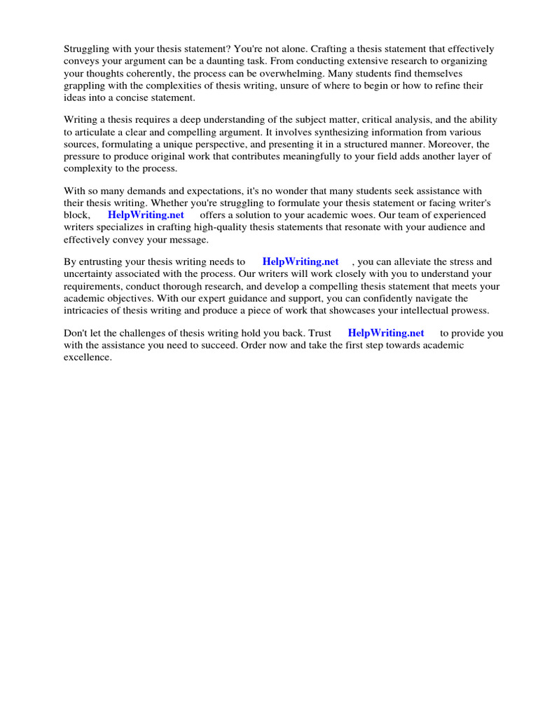 Thesis Statement Reading Comprehension | PDF | Thesis | Essays