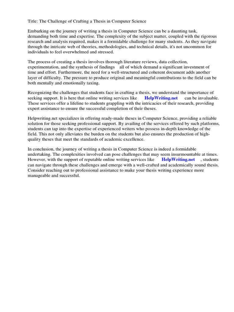 Thesis Writing Challenges in Computer Science | PDF | Thesis | Science