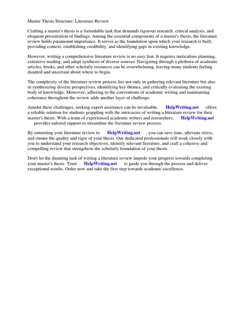 Master Thesis Structure Literature Review | PDF | Thesis | Knowledge
