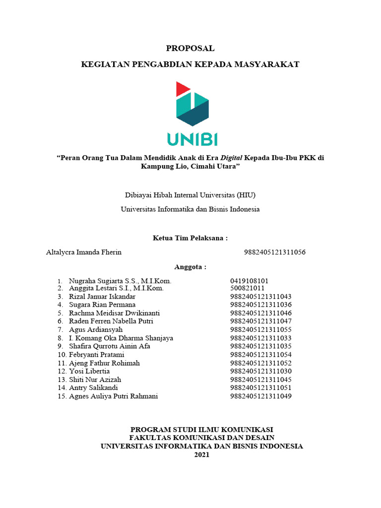 Proposal PKM Kelompok 2 | PDF