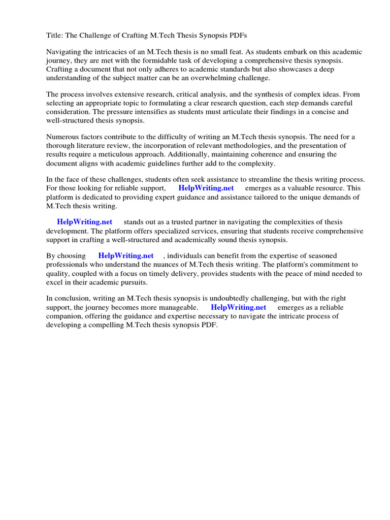 M.tech Thesis Synopsis PDF | PDF