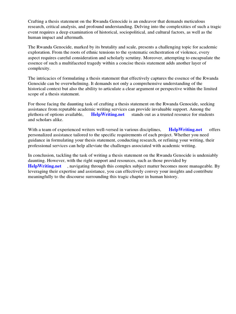 Thesis Statement Rwanda Genocide | PDF | Rwandan Genocide | Hutu