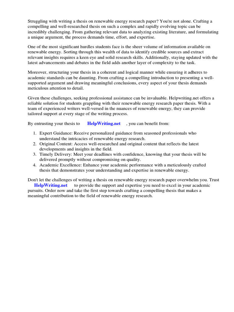 Renewable Energy Research Paper Thesis | PDF | Renewable Energy ...