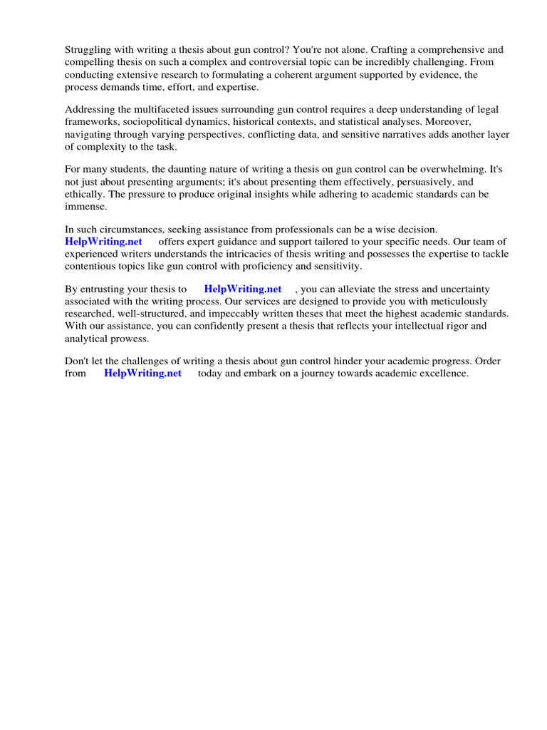 Thesis About Gun Control | PDF