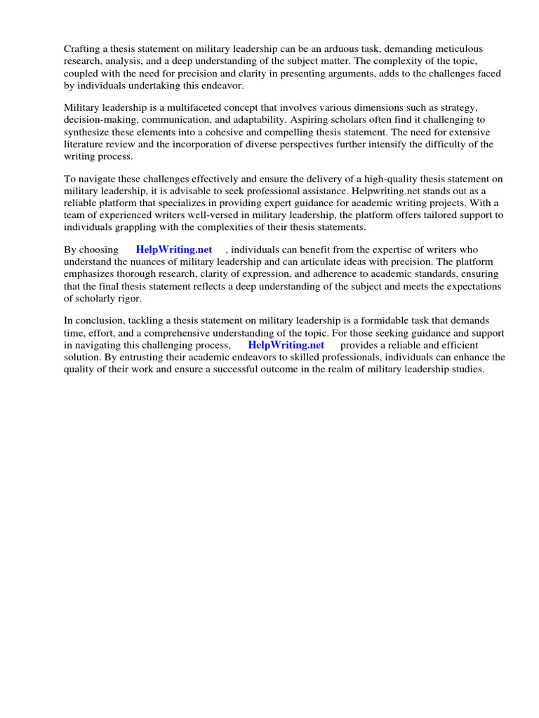 Thesis Statement Military Leadership | PDF