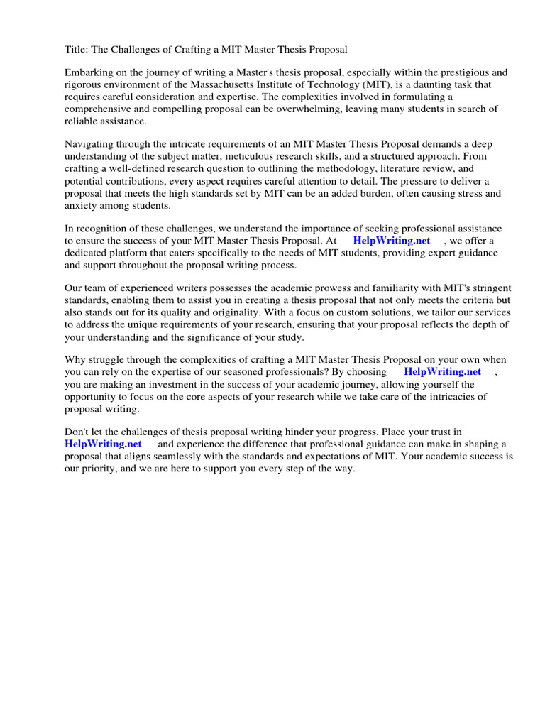 Mit Master Thesis Proposal | PDF | Business