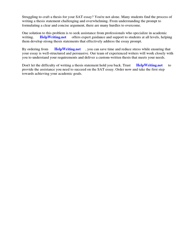 How To Write A Thesis For The Sat Essay | PDF | Essays | Sat