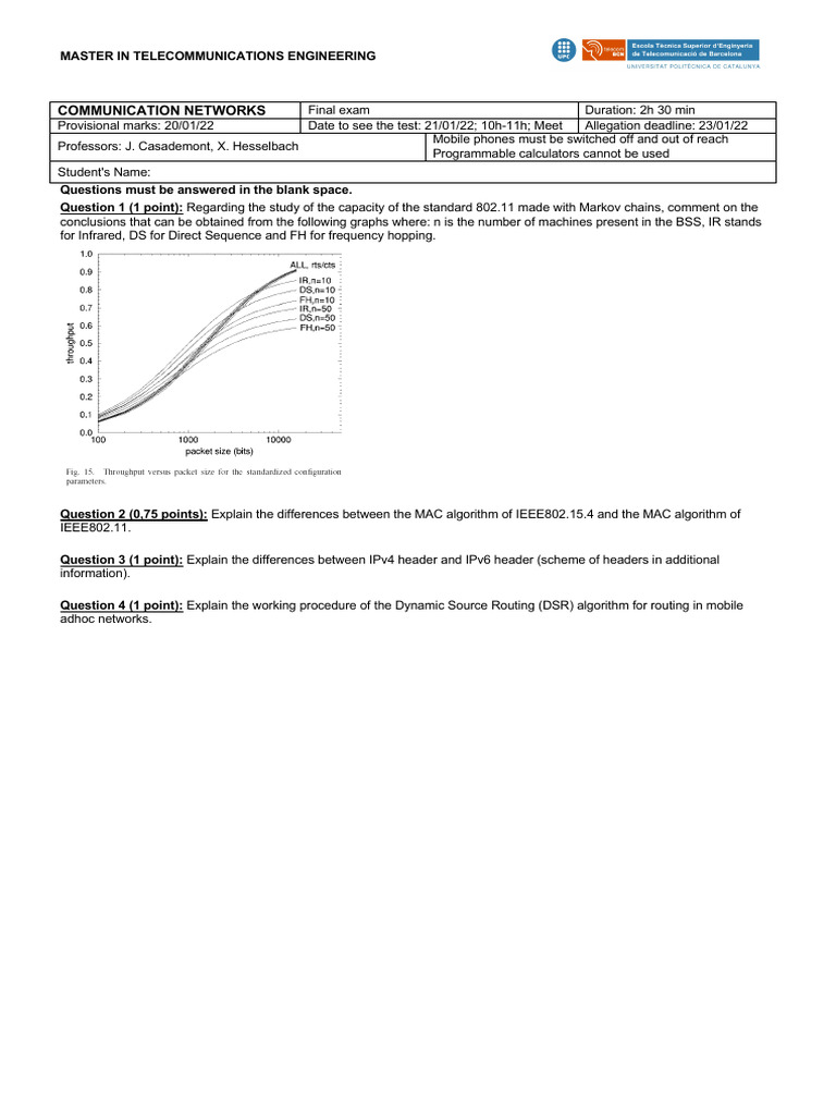 CN - Exam Final 21 22 1Q - Sol | PDF | Ieee 802.11 | Transmission ...