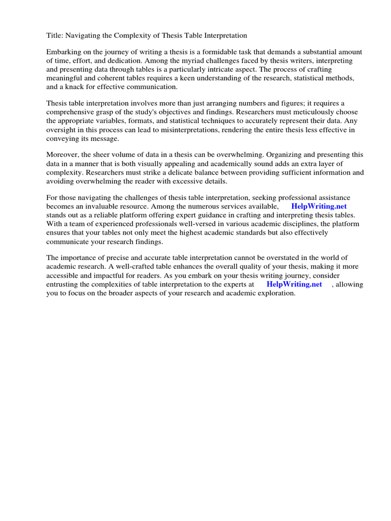 Thesis Table Interpretation | PDF