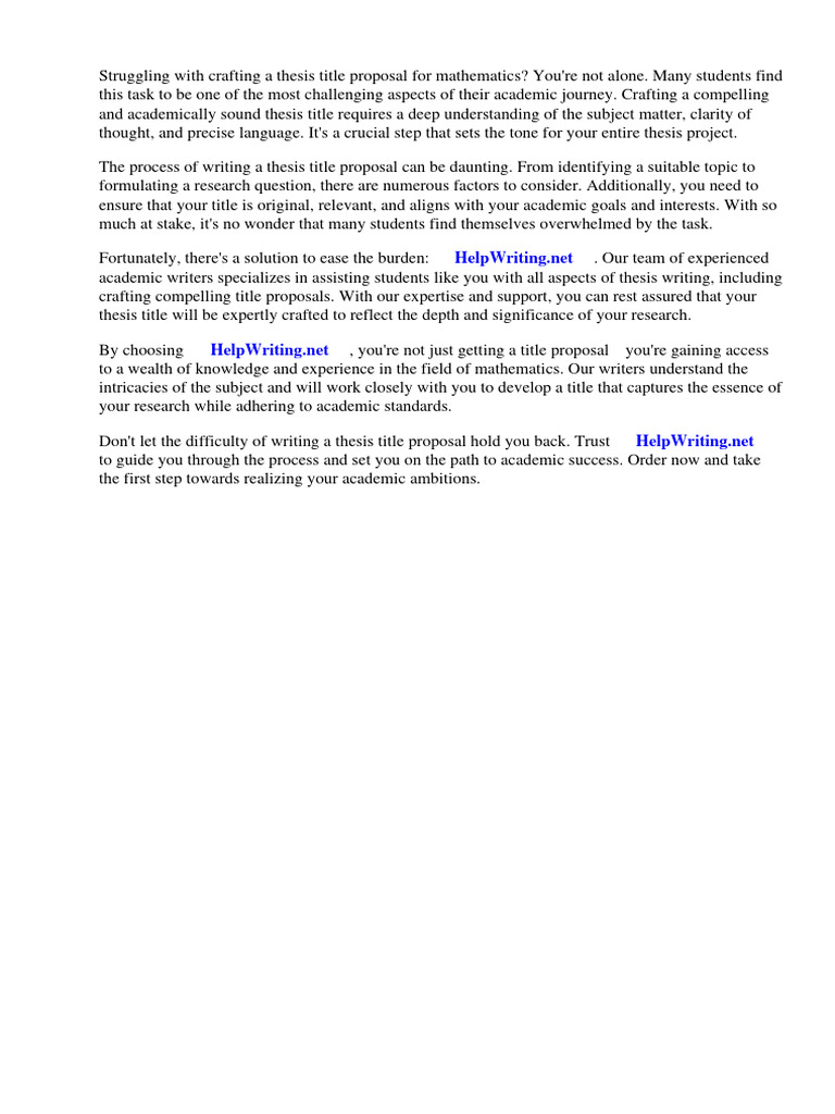 Thesis Title Proposal For Mathematics | PDF | Thesis | Mathematics