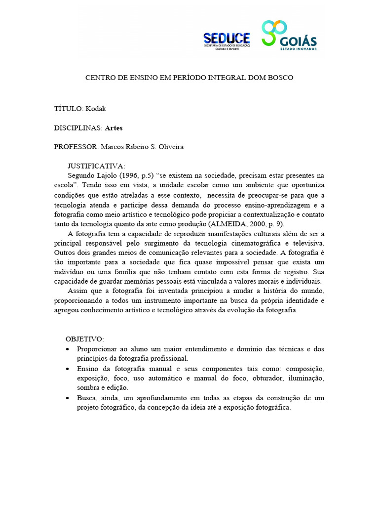 Marcos Projeto de Eletiva | PDF