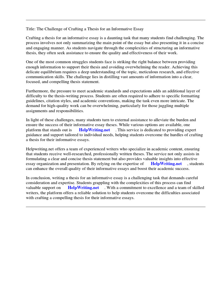 Thesis in An Informative Essay | PDF | Essays | Thesis
