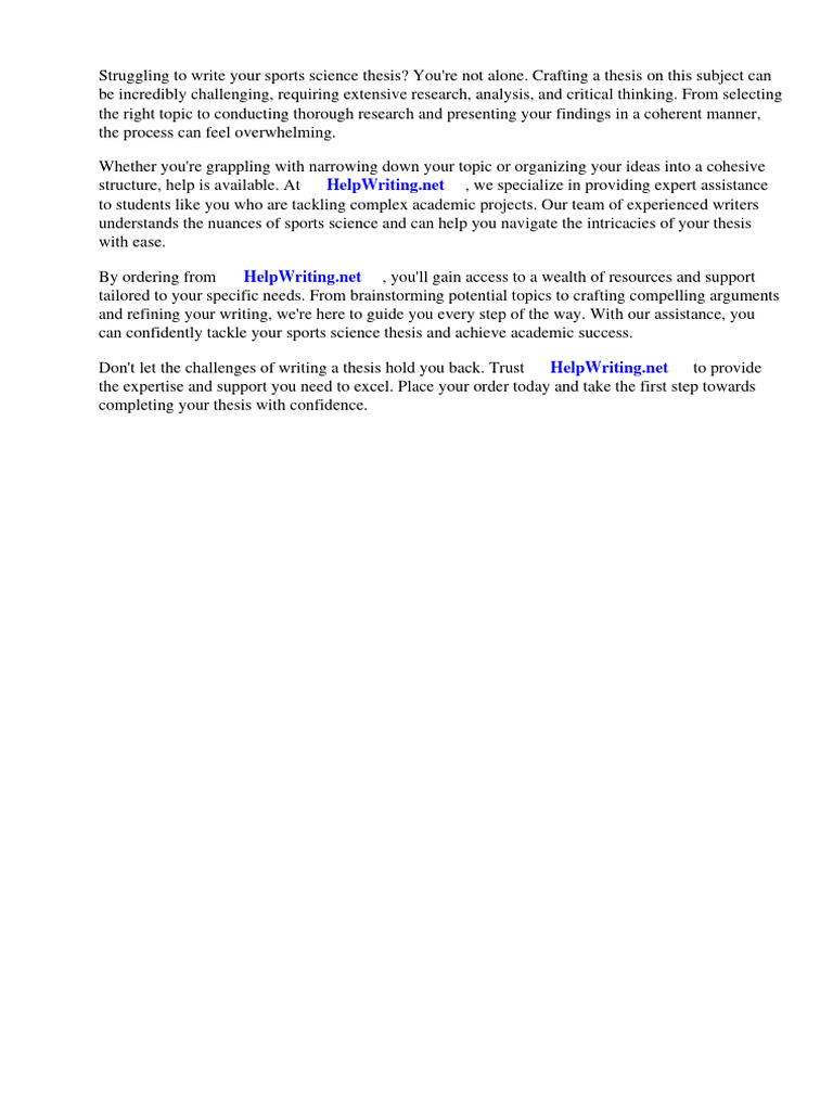 Sports Science Thesis Topics | PDF